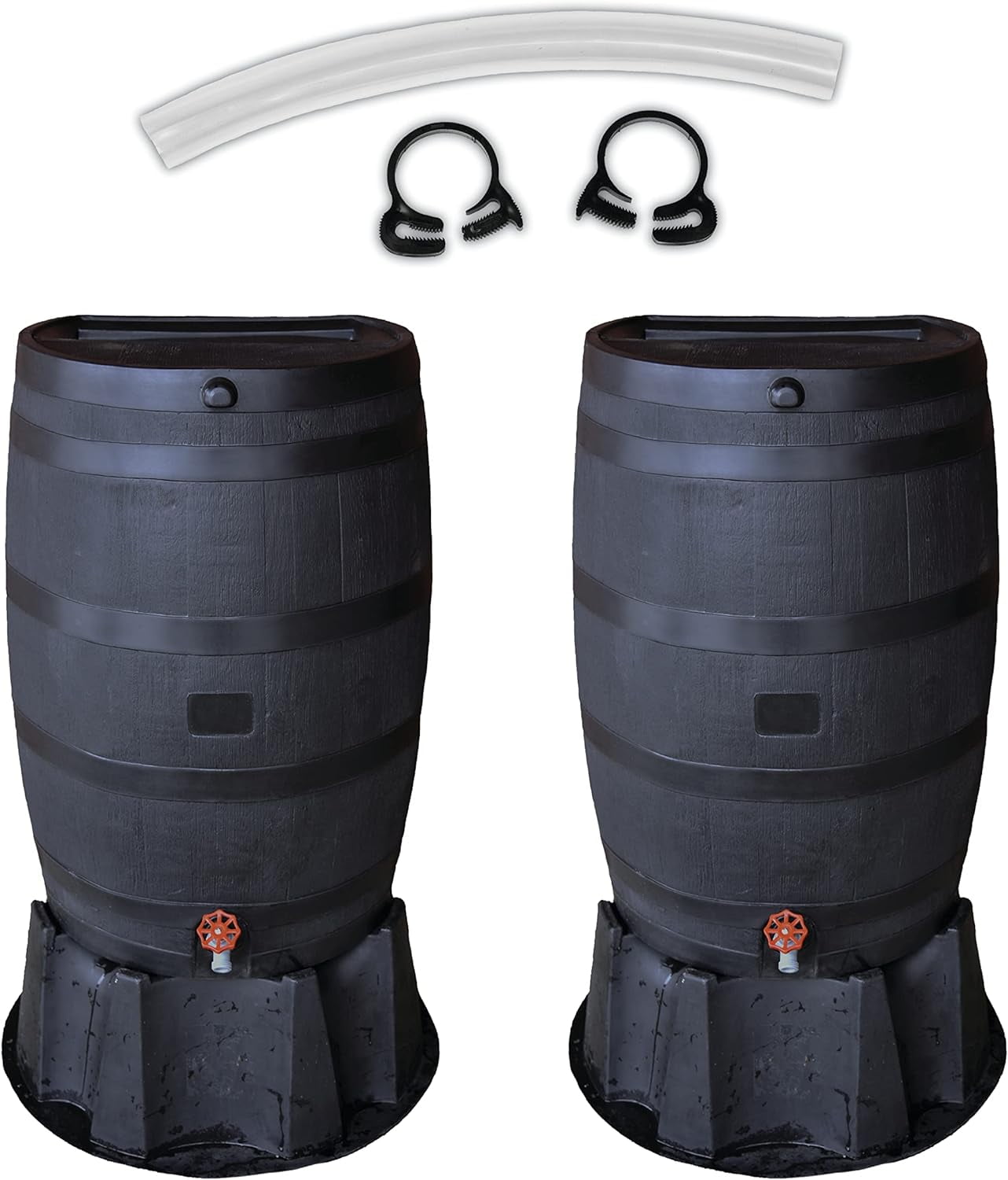 50-Gallon ECO Rain Barrel Made with 100% Recycled Plastic, Flat Back ...