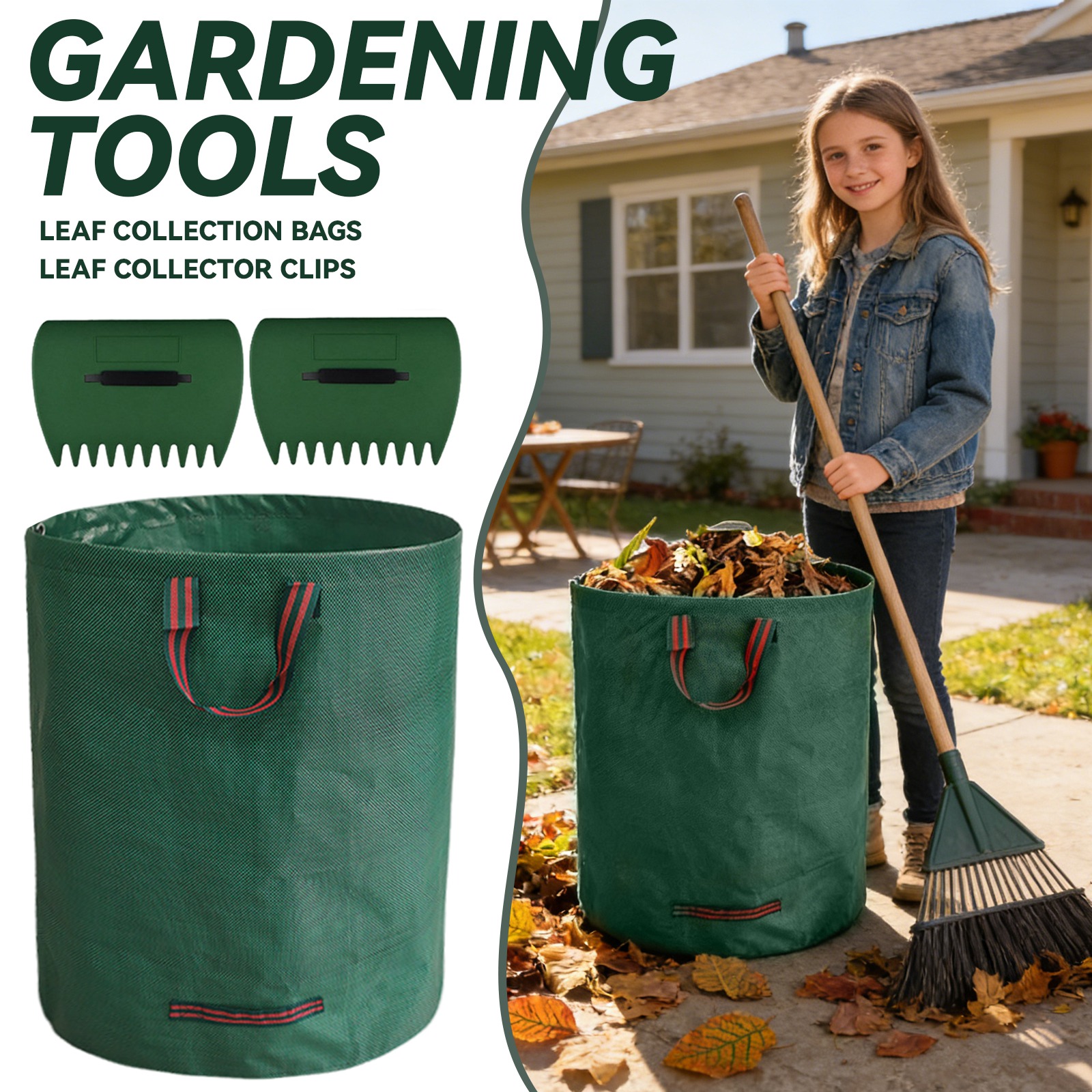 50 Gallon Large Reusable Yard Waste Bags Heavy Duty Leaf Lawn Bags with ...