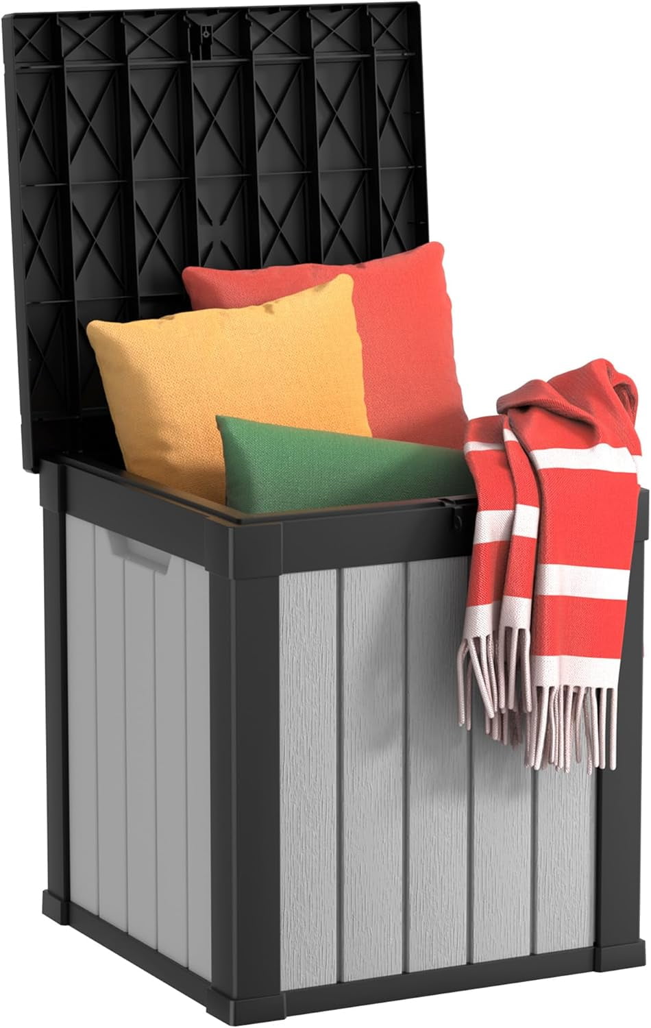 50 Gallon Outdoor Storage Box, Resin Waterproof UV-Resistant Deck Box ...