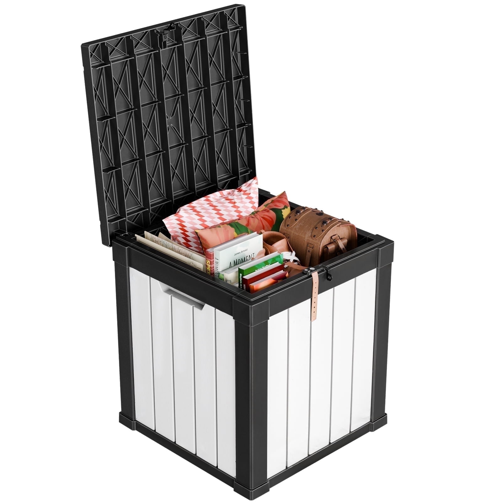 50 Gallon Resin Deck Box, Lockable Patio Outdoor Storage Box for ...
