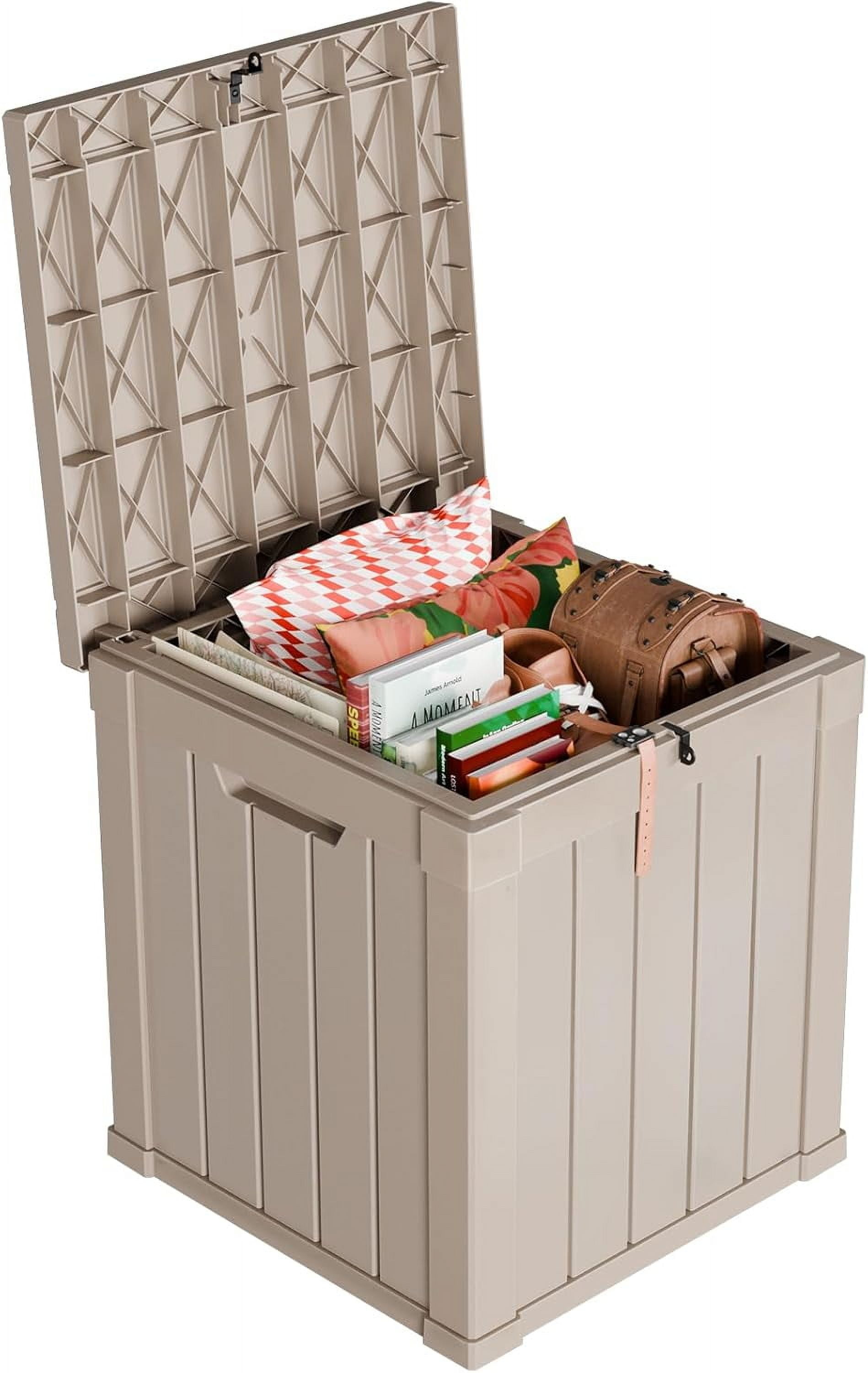 50 Gallon Resin Deck Box Outdoor Storage Box with Lockable Lid ...
