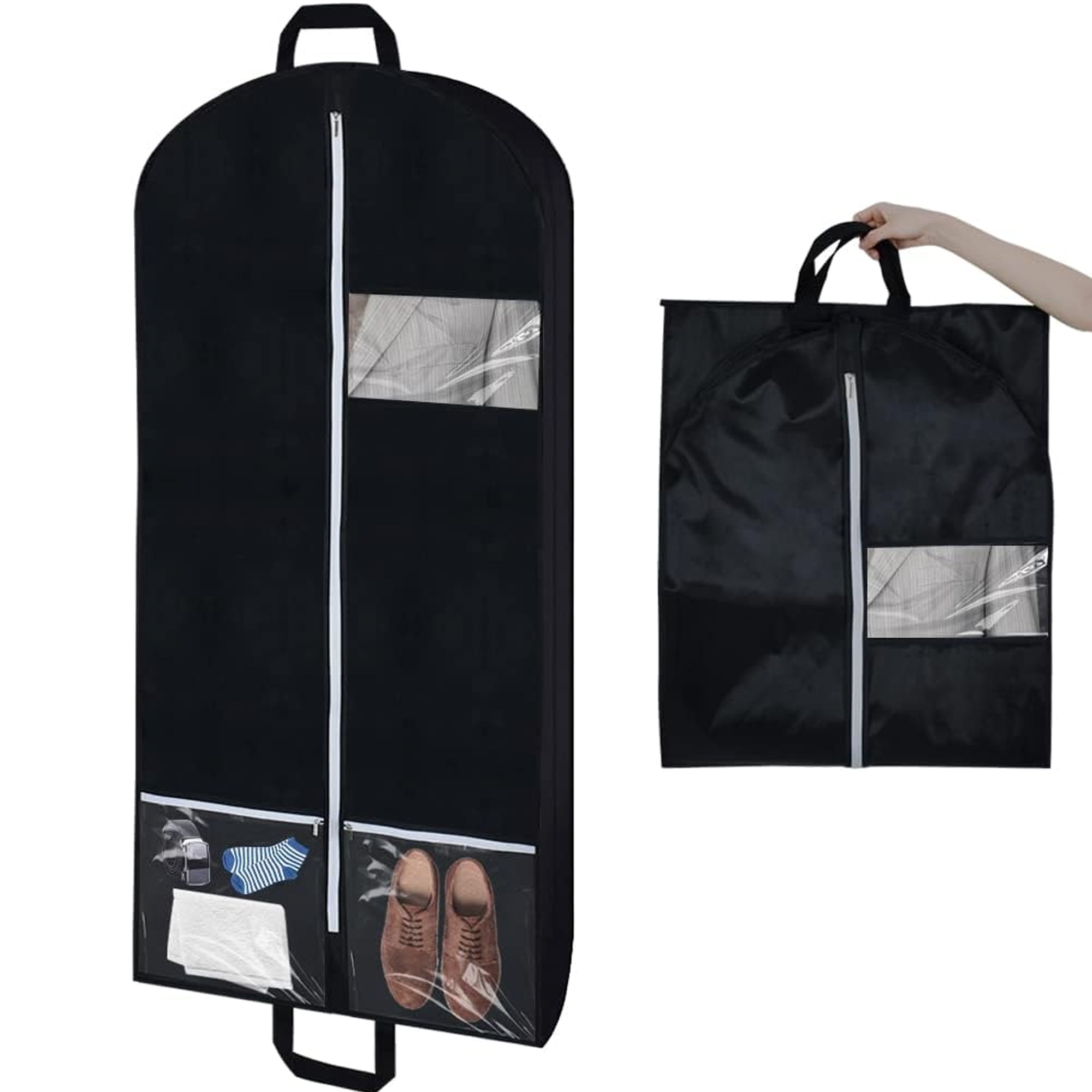 50" Garment Bag with Extra Large Pockets for Travel, Gusseted Suit ...
