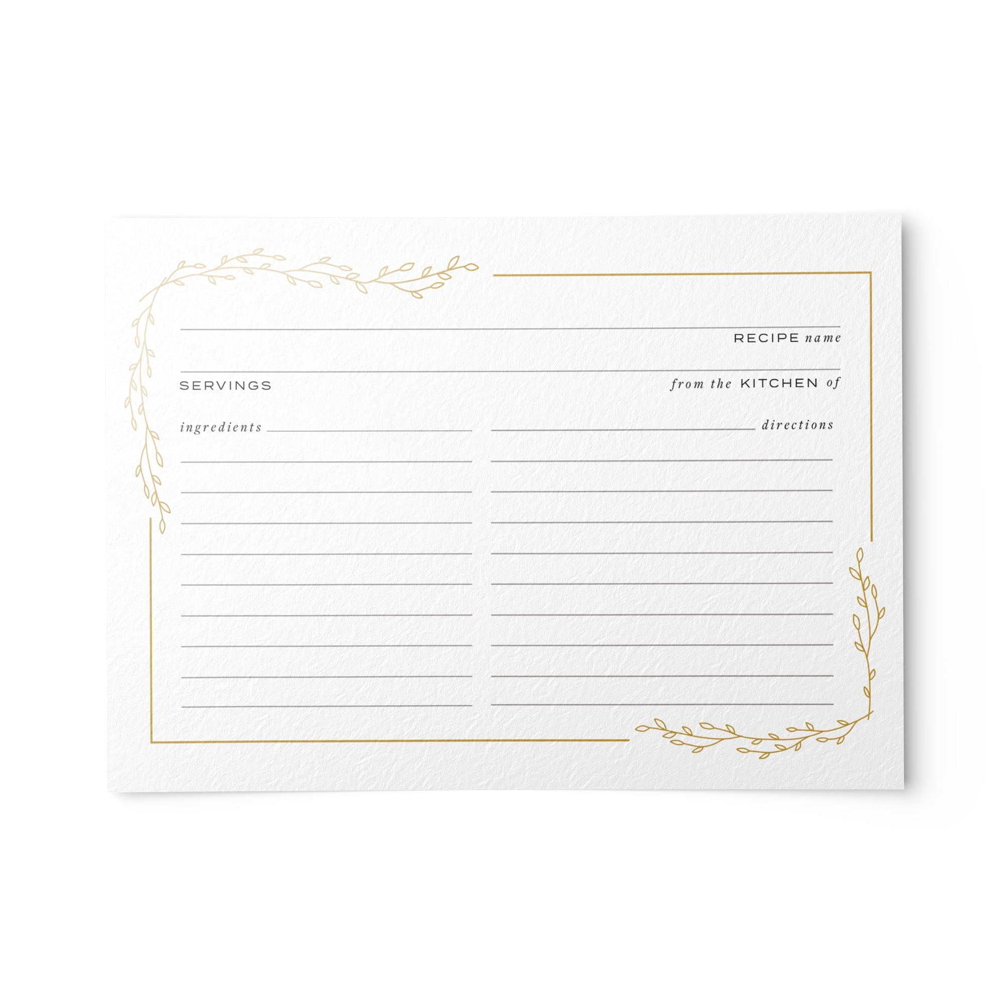 Dashleigh Gold Floral Border Card Stock with 50 Recipe Cards, Gold Foil ...