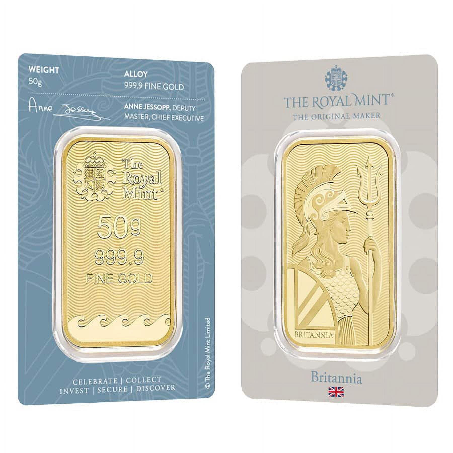 50 Gram Britannia Gold Bar .9999 Fine (in Assay) - Walmart.com
