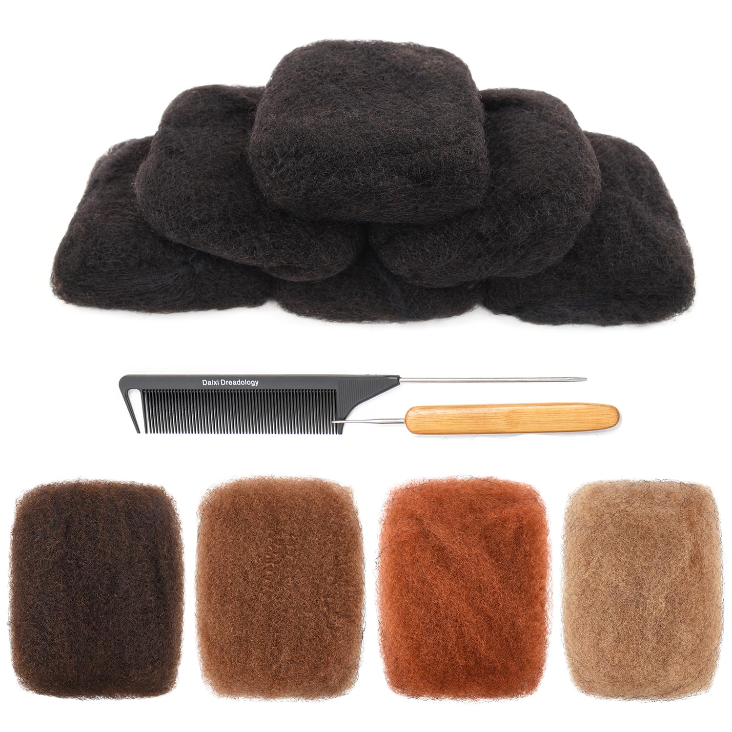 50 Gram Bulk Human Hair, Fluffy Soft Kinky Curly Bulk for Dreadlocks ...