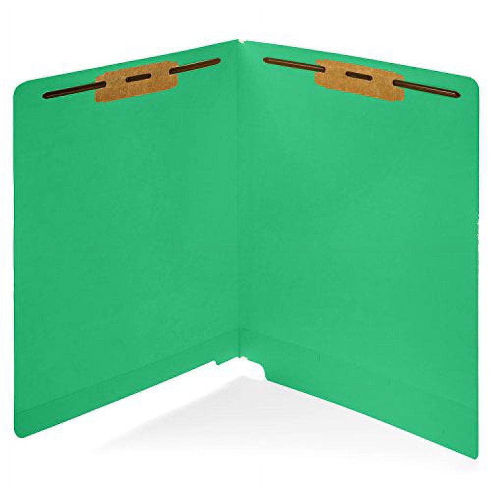 50 Green End Tab Fastener File Folders- Reinforced Straight Cut Tab ...