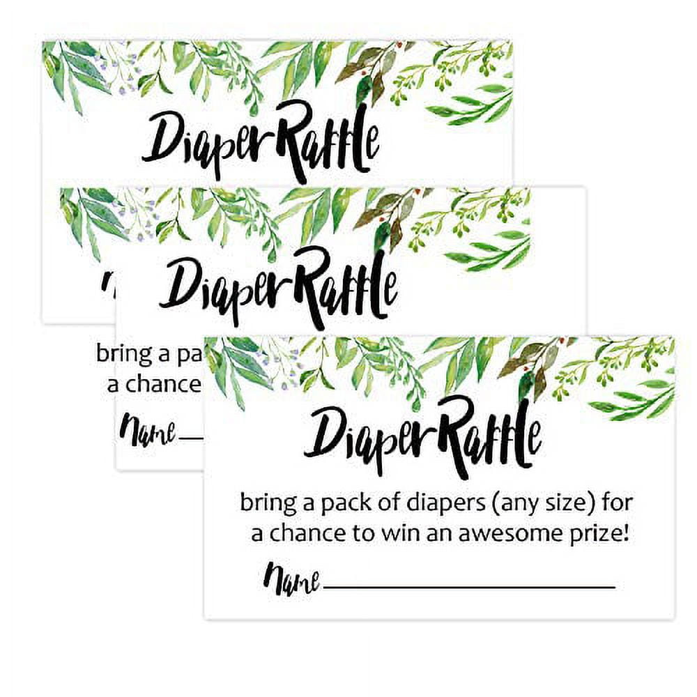 50 Greenery Diaper Raffle Tickets for Girl or Boy Baby Shower ...