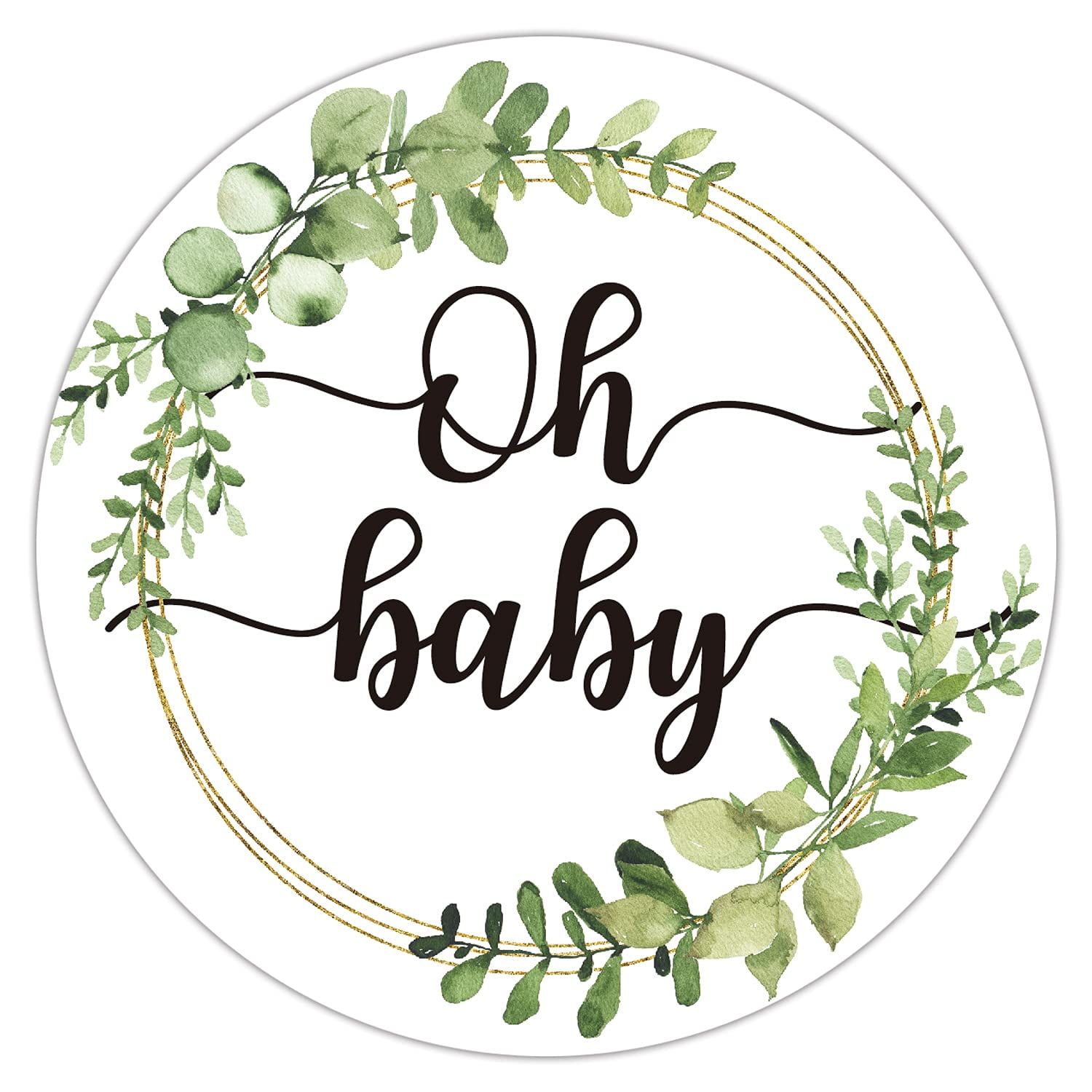 50 Greenery Wreath Oh Baby Gender Neutral Stickers - Baby Shower Favors ...