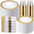 50 Guest Gold Plastic Dinnerware Set with 350 Pieces Including Dinner ...
