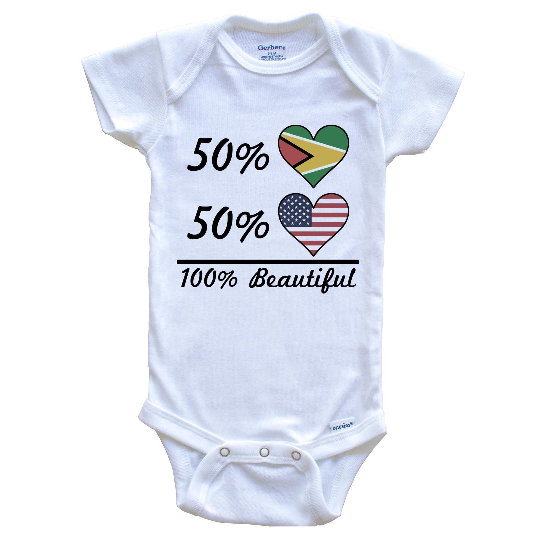 50% Guyanese 50% American 100% Beautiful Guyana Flag Heart Baby ...