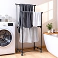 50" H Free Standing Towel Rack, 2 Tier Metal Black Towel Rack Stand for ...