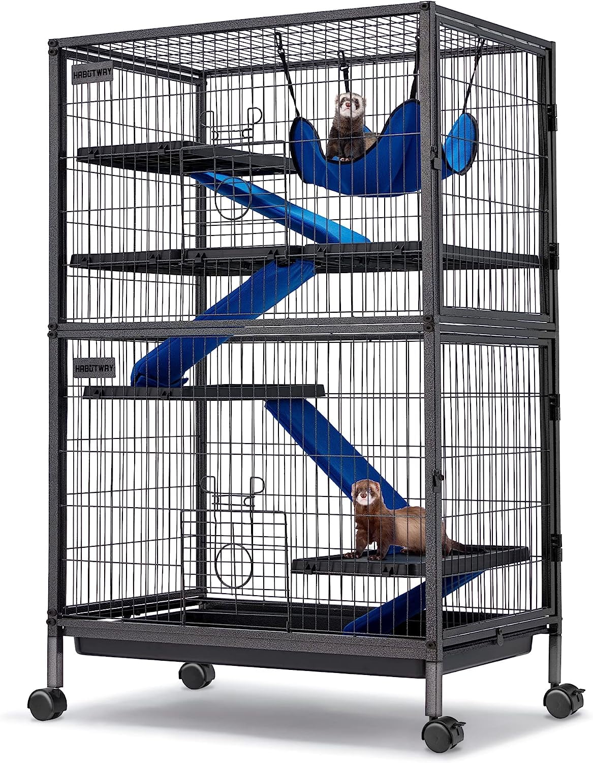 50''H Metal Small Animal Cages, Rolling Chinchilla Cage with Removable ...