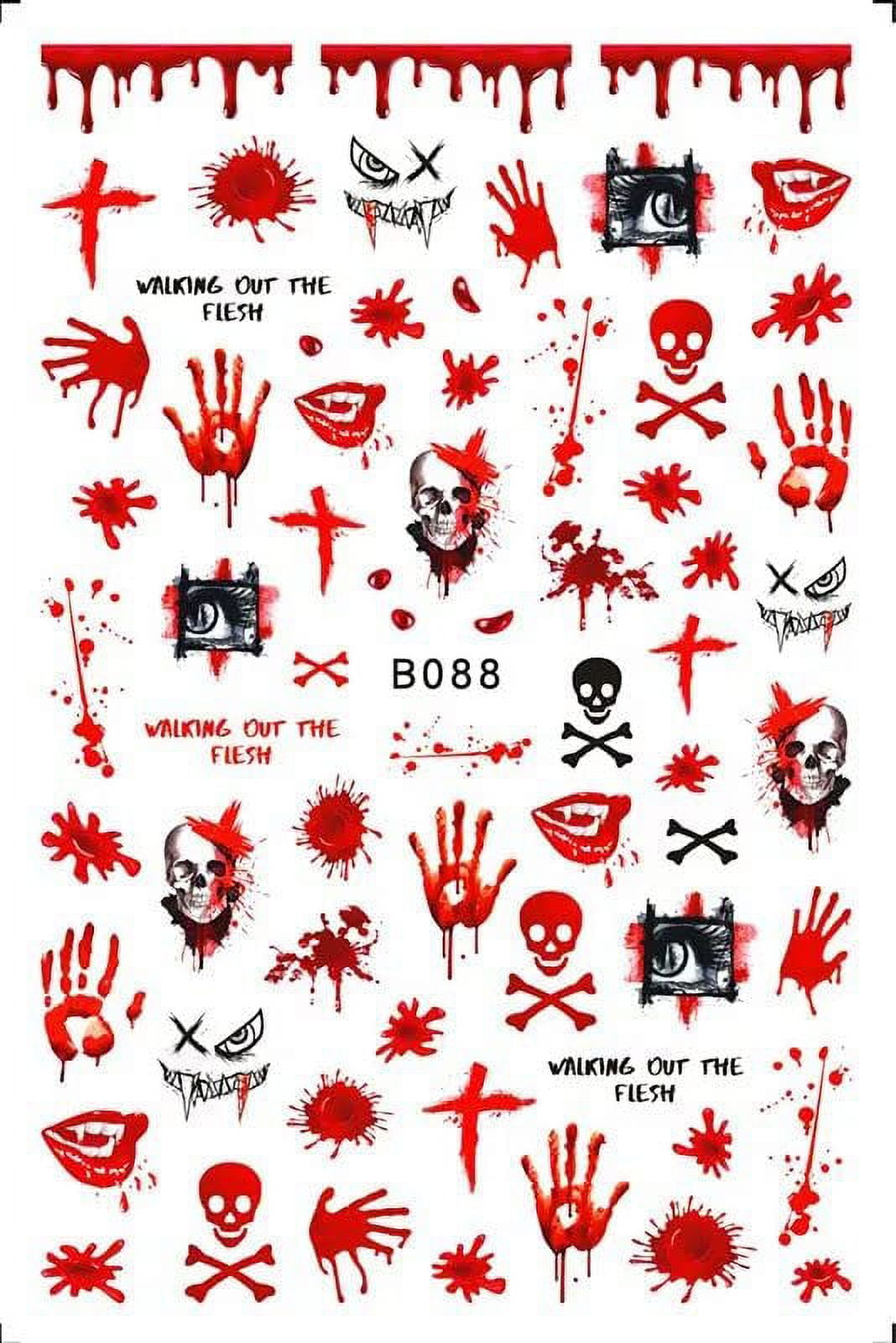 Over 50 Halloween Nail Stickers - scars - lips - eyes scratch goth ...