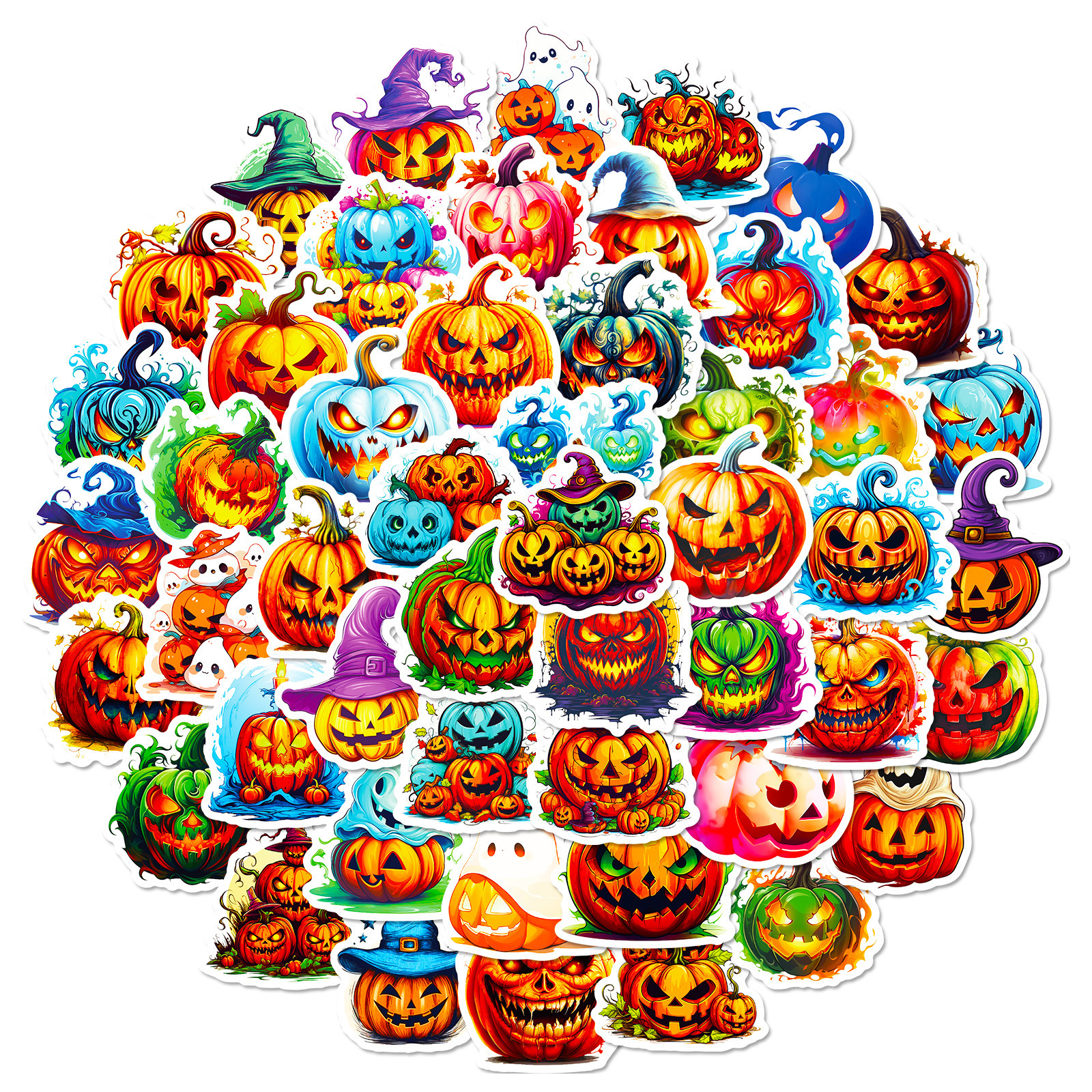 50 Halloween devil pumpkin graffiti stickers Halloween horror theme ...
