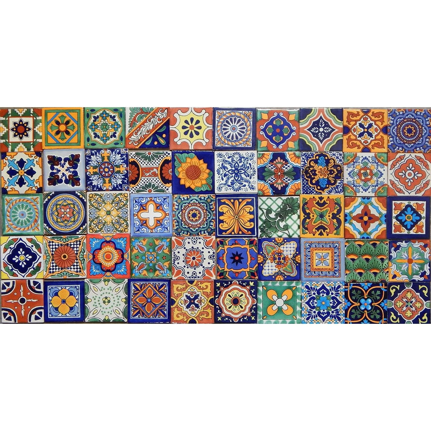 50 Hand Painted Talavera Mexican Tiles 4x4 Spanish Mediterranean ...