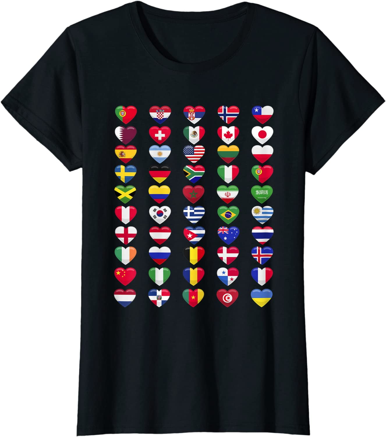 50 Heart-shaped Country Flags Flags of the Countries 50 Flag T-Shirt ...