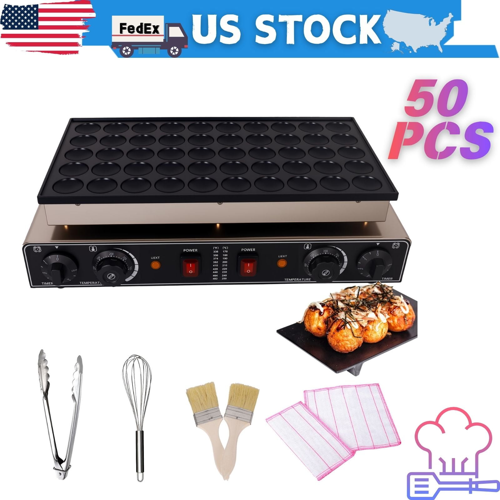 50 Holes Pancake Maker, Nonstick Baking Maker, Cupcake Maker Machine ...