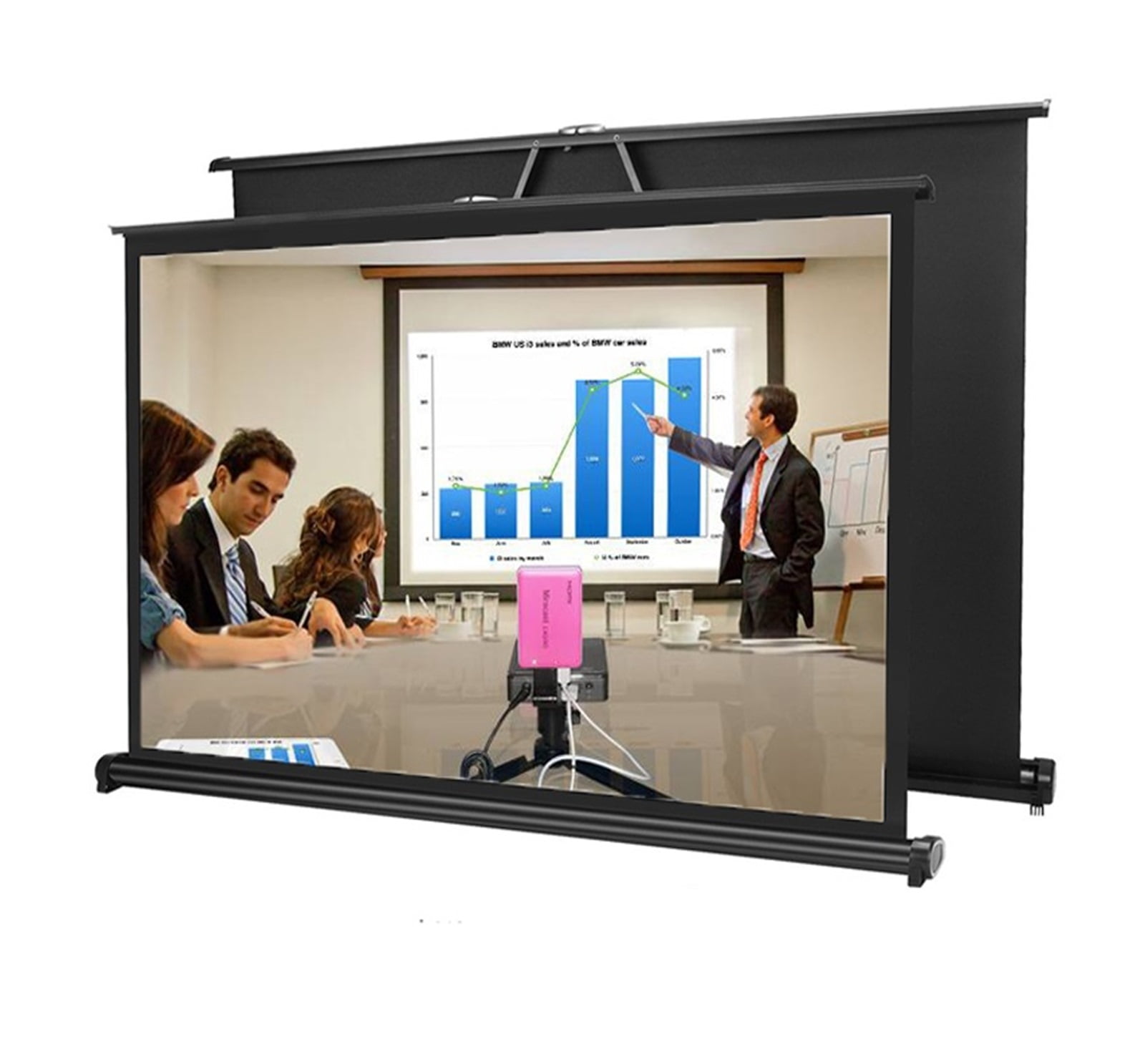50 Inch 16:9 Portable Tabletop Projection Screen Matte White Foldable ...