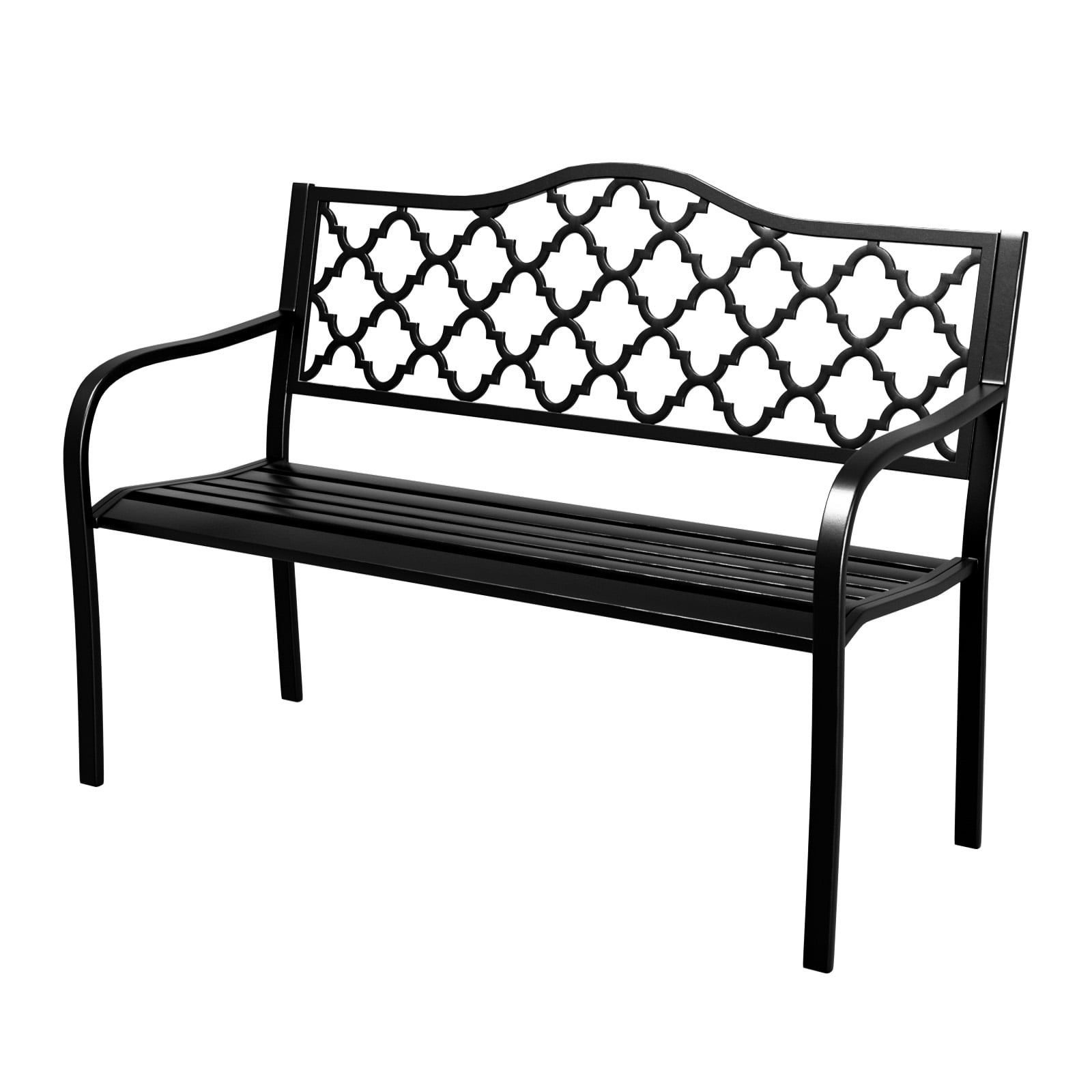 50 Inch Black Outdoor Metal Bench, Heavy Duty Patio Bench - Walmart.com