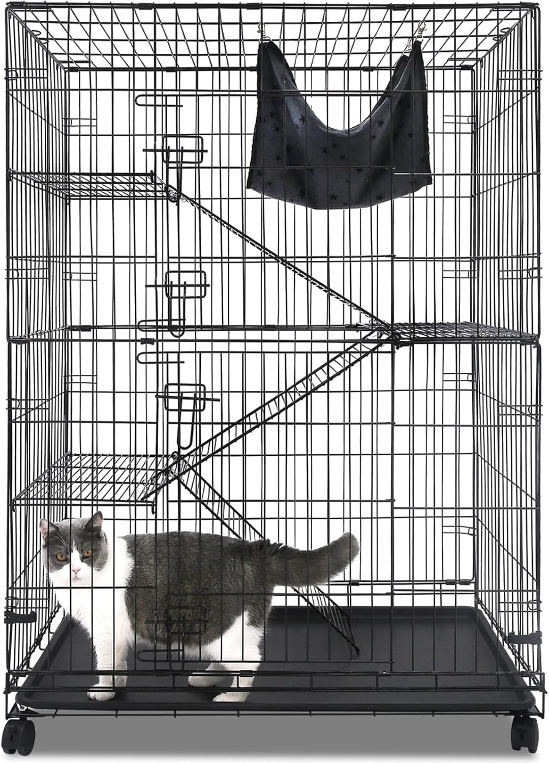 50 Inch Cat Cages Indoor, Large 4-Tier Cat Crates for Indoor Cats ...