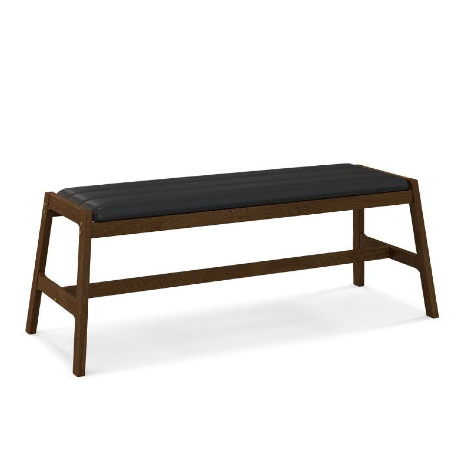 50 Inch Dining Bench - Solid Wood Upholstered Kitchen Bench with Faux ...
