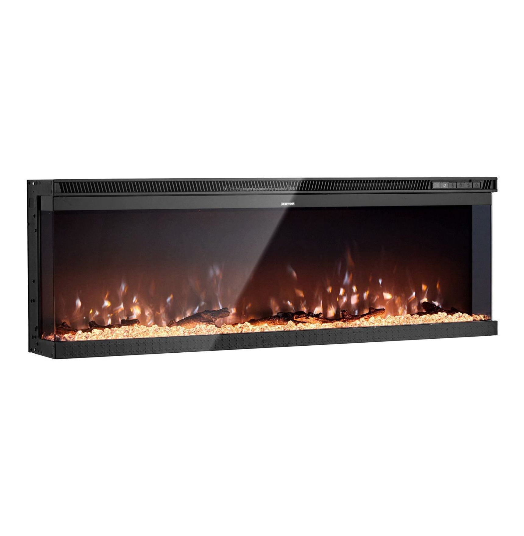 50 Inch Electric Fireplace, 3-Sided Glass Wall Mounted/Recessed, 1500W ...