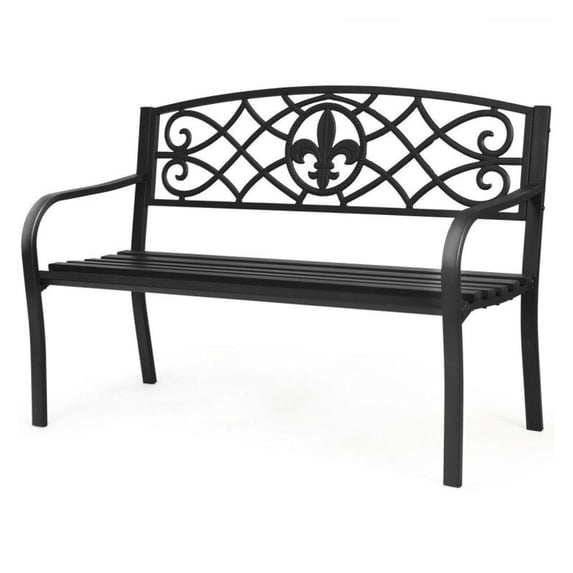 50 Inch Metal Garden Bench, Heavy Duty Patio Bench for Outdoor Use ...