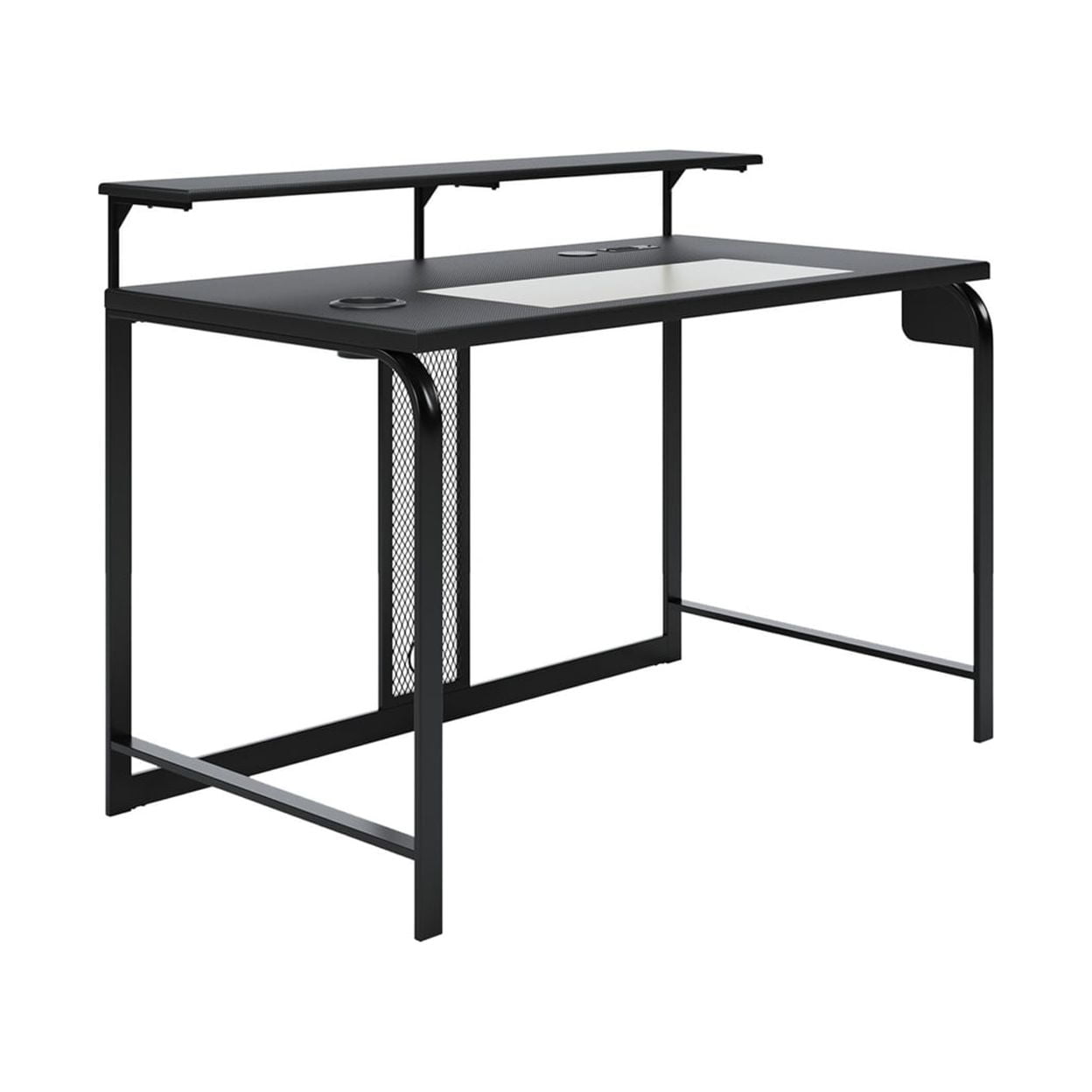 50 Inch Modern Wood Home Office Gaming Desk USB Ports Wireless Black ...