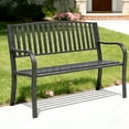 50 Inch Patio Bench, Black Outdoor Bench, Powder Coating Porch Bench ...