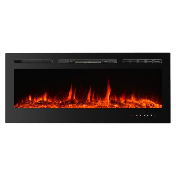 50 Inch Recessed Electric Fireplace Insert Wall Mounted Heater with LED ...