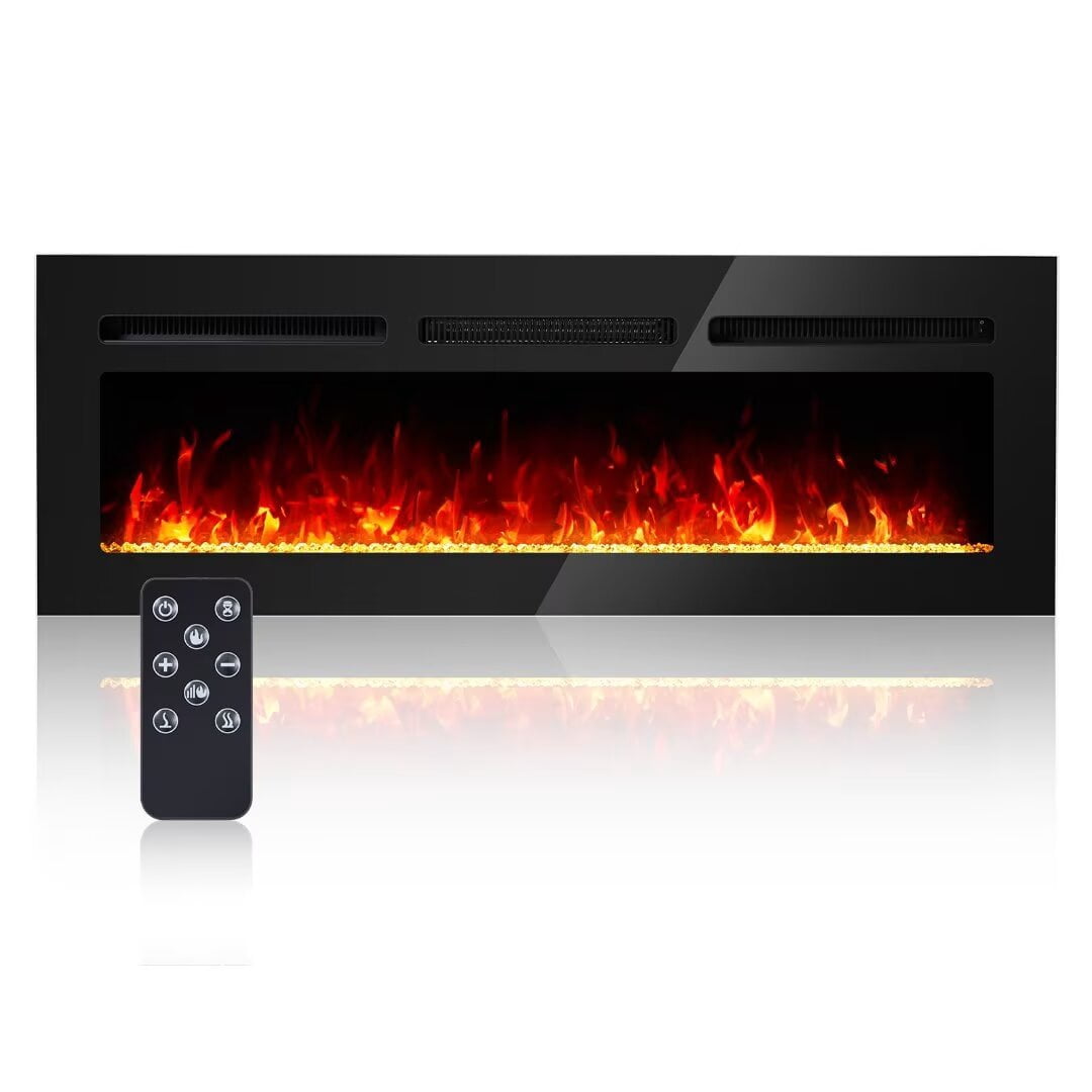 50 Inch Recessed and Wall Mounted Electric Fireplace, Remote Control ...