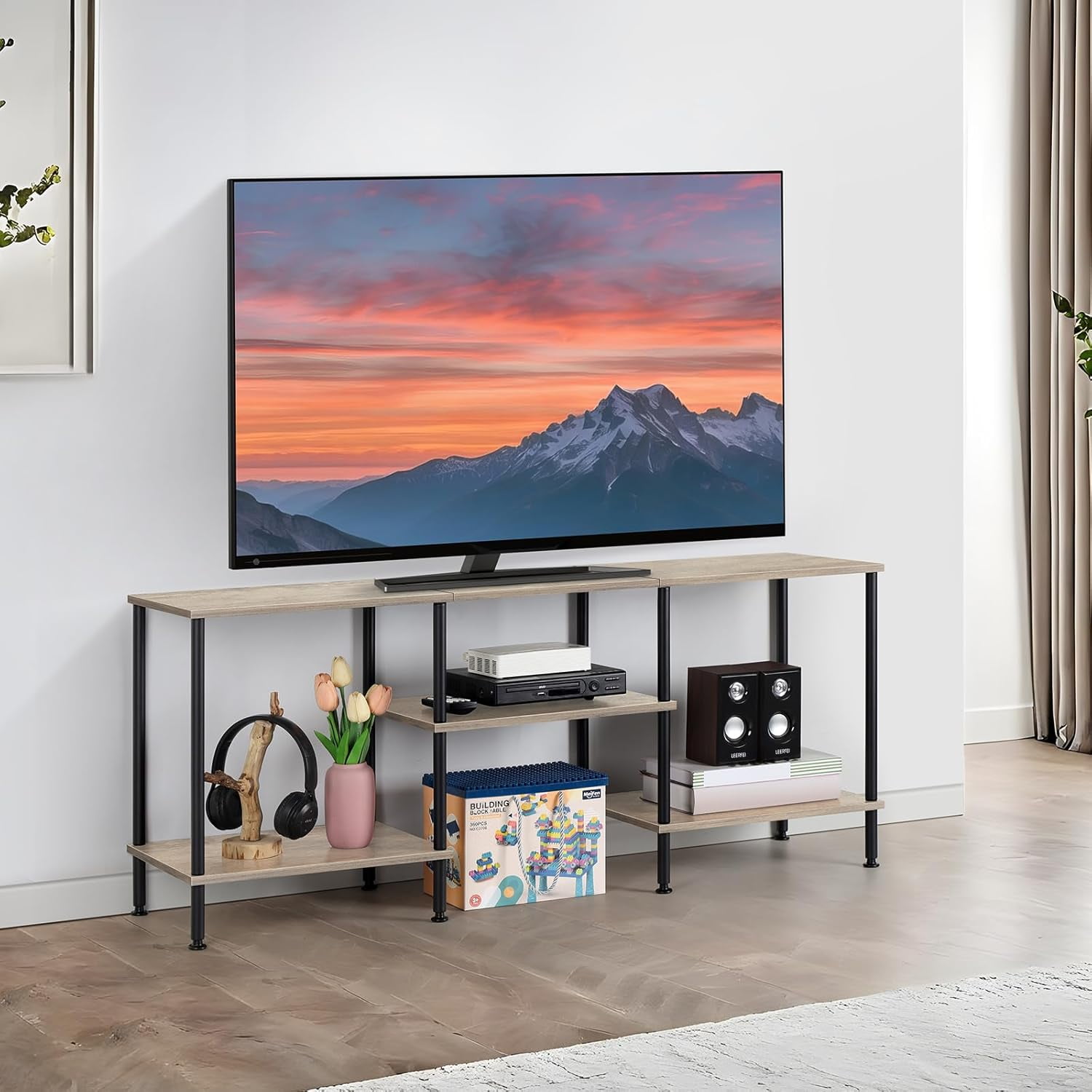 50 Inch TV Stand for Bedroom Rustic Grey Entertainment Center with ...