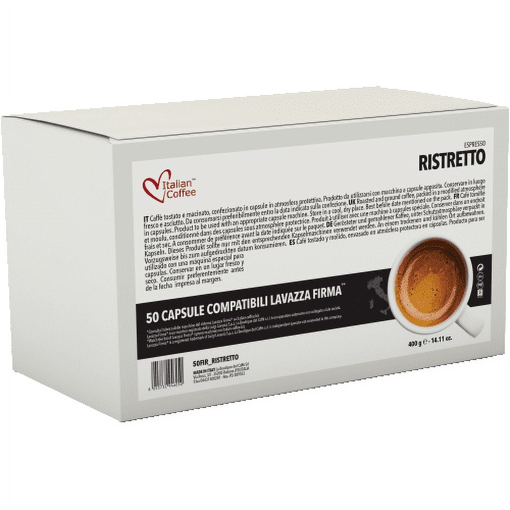 50 Dark Espresso Italian Coffee Capsules, RISTRETTO Blend, Compatible ...