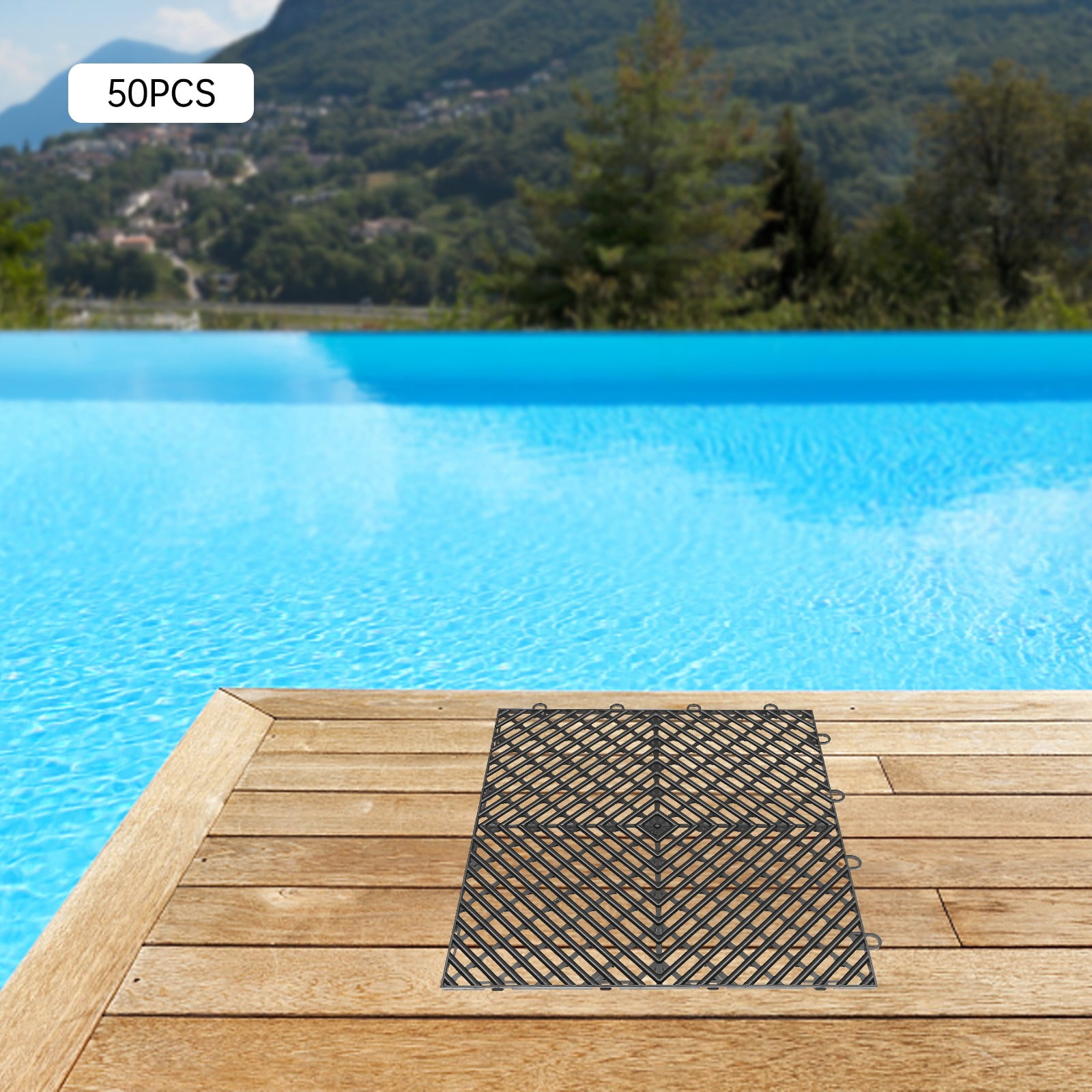 50 Items Tiles Interlocking 50 Pieces Black,Drainage Tiles 12x12x0.5 ...