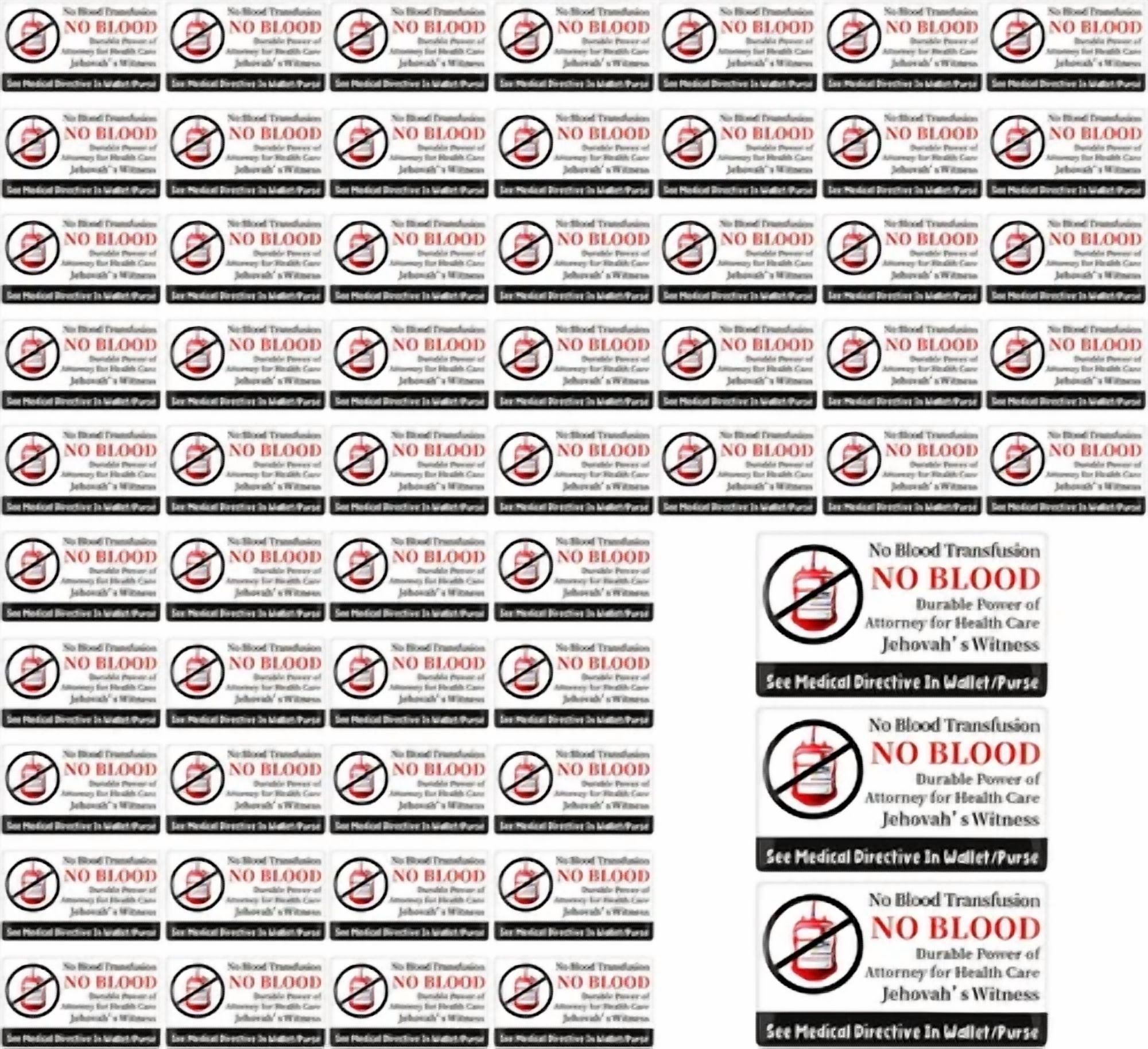 50 Jehovah'S Witness No Blood Stickers - JW Meeting Accessories ...