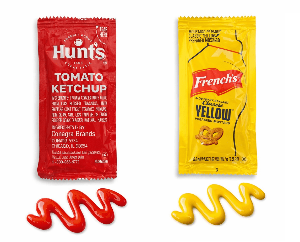 50 Ketchup Packets and 50 Mustard Packets - 100 Total Condiment Packs ...