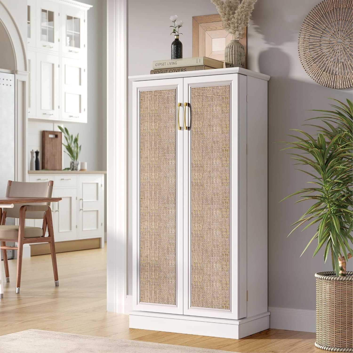 50" Kitchen Pantry Cabinets - Led Food Storage Cabinets Cupboards with ...