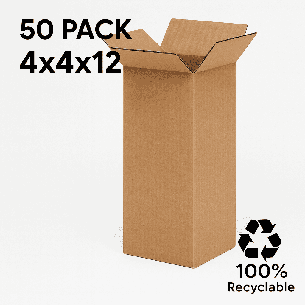50 Kraft Shipping Boxes 4x4x12 – Corrugated Cartons, Ships Flat ...