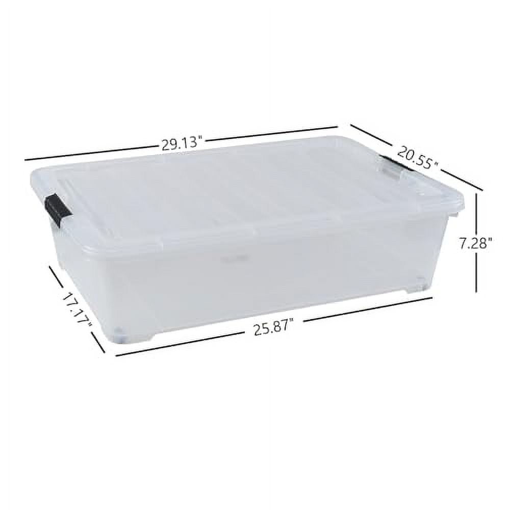 50 L Large Plastic Storage Underbed Container, 3-Pack Clear Under Bed ...