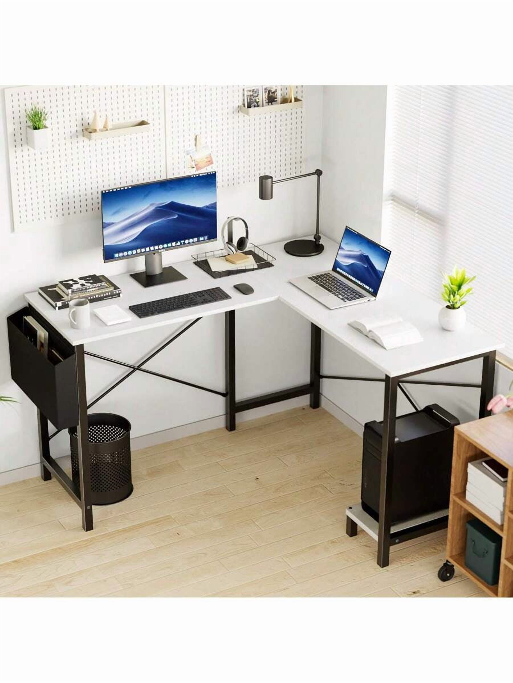 50" L-Shaped Gaming Desk Reversible Corner PC Table with CPU Stand ...