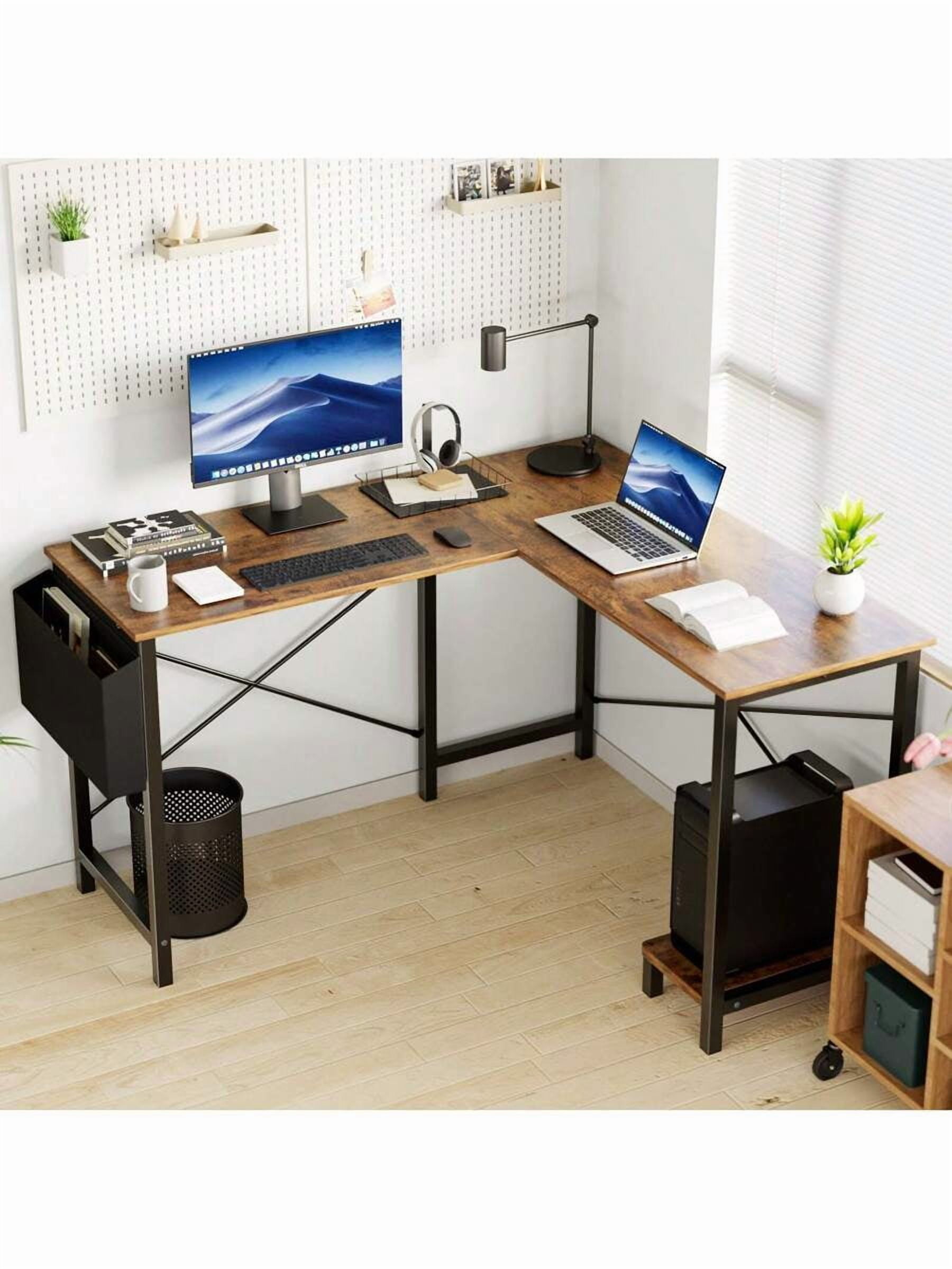 50" L-Shaped Gaming Desk Reversible Corner PC Table with CPU Stand ...