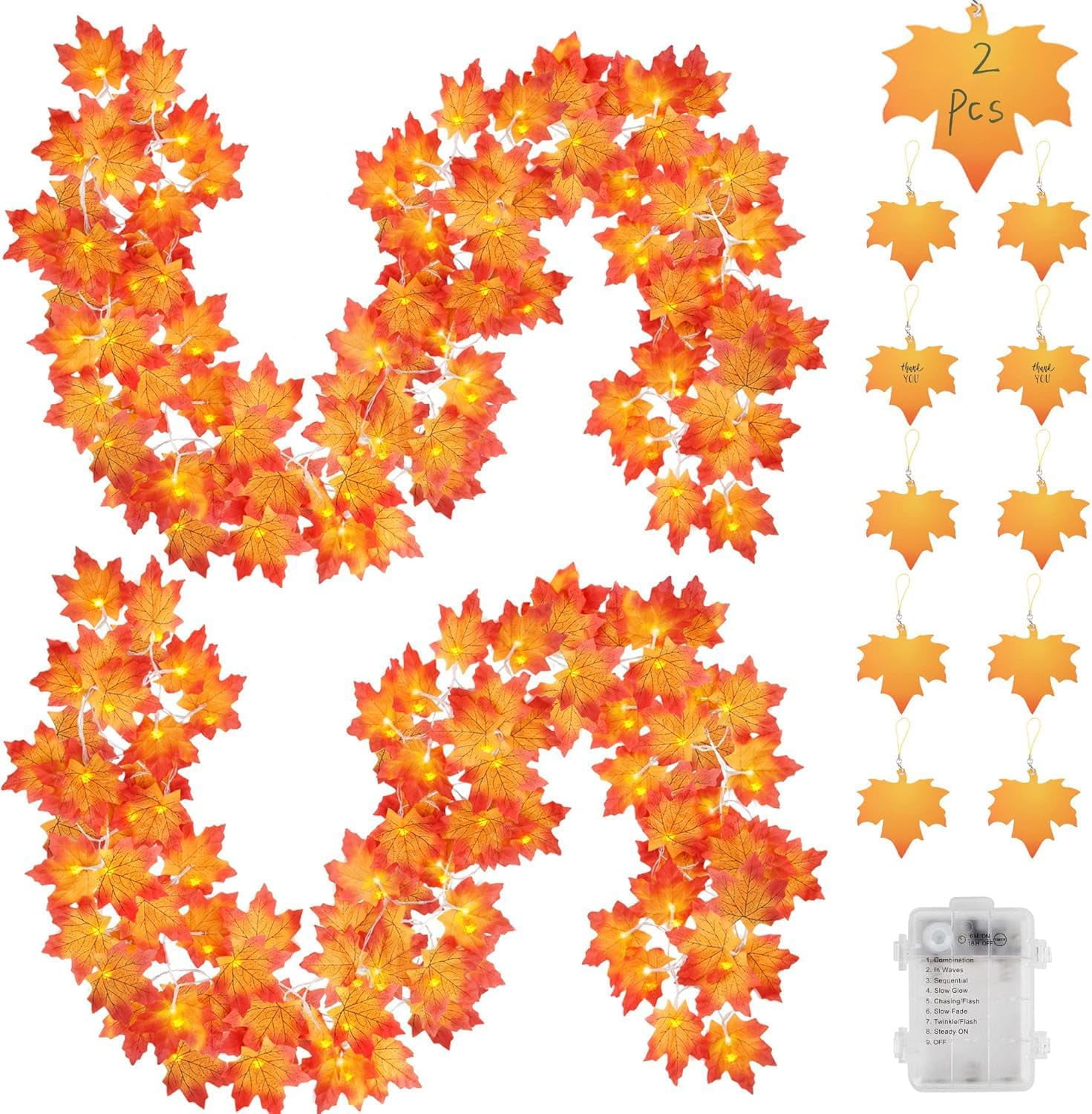 50 LED 16.4Ft Halloween Decorations Fall Garland String Lights with ...