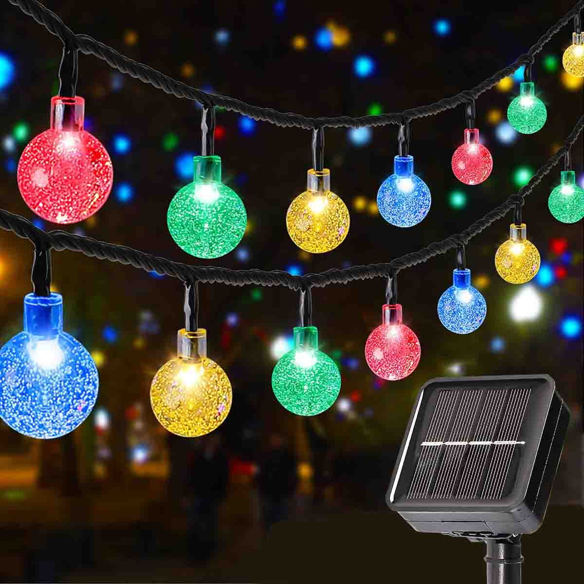 50 LED 23FT Crystal Globe Solar String Lights Outdoor, Waterproof ...