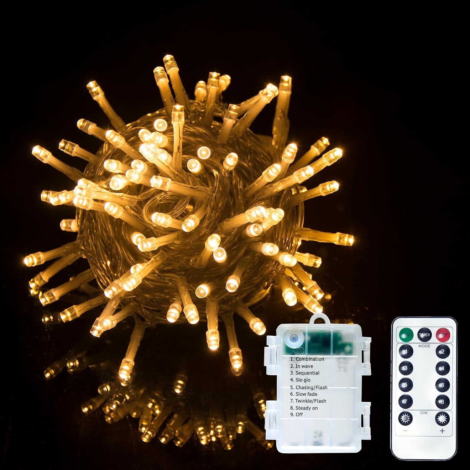 50 LED Battery Operated Remote Control Rainproof String Fairy Lights ...