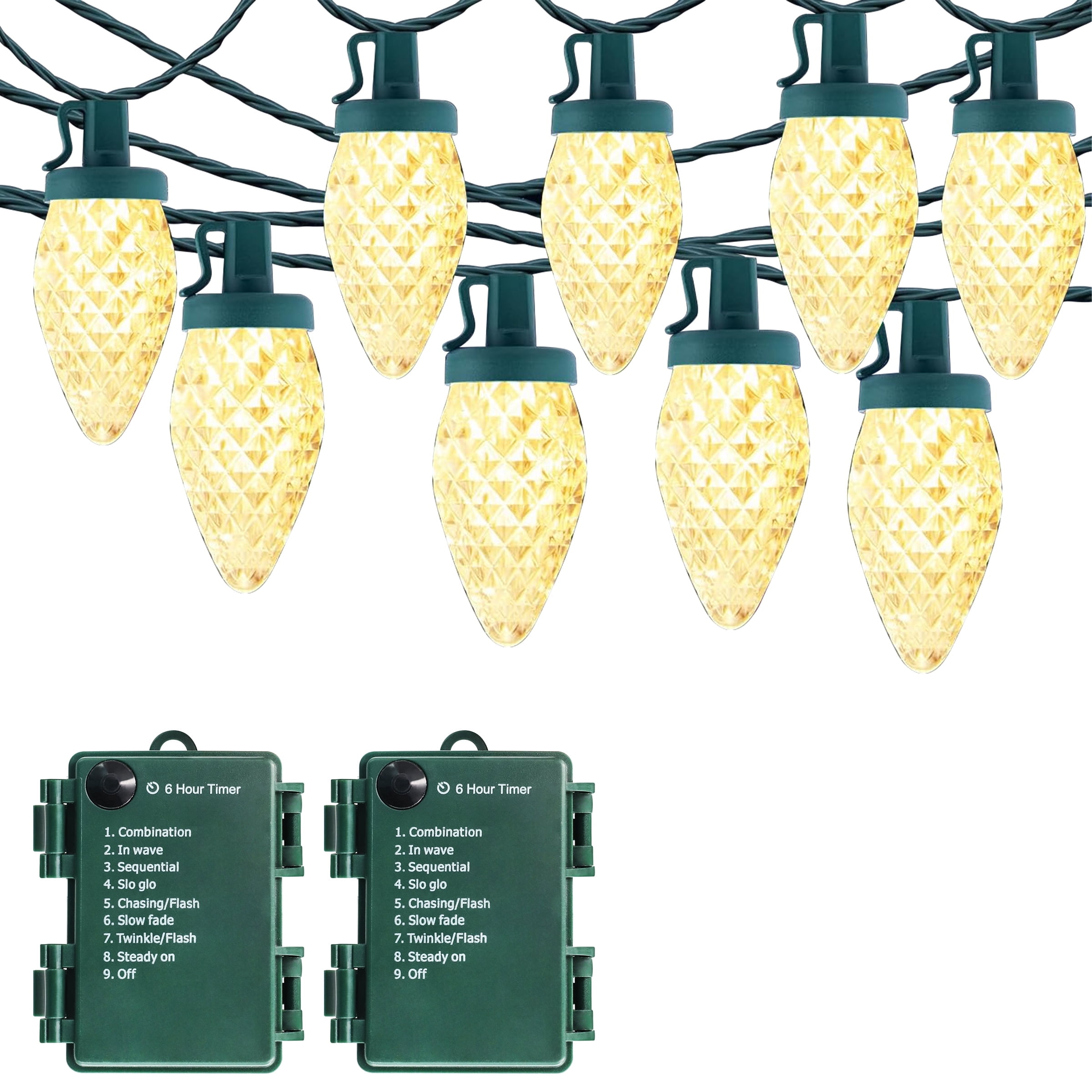 50 LED Battery Operated String Lights 18ft C3 Christmas Lights for Indoor Outdoor Wreath Party ...