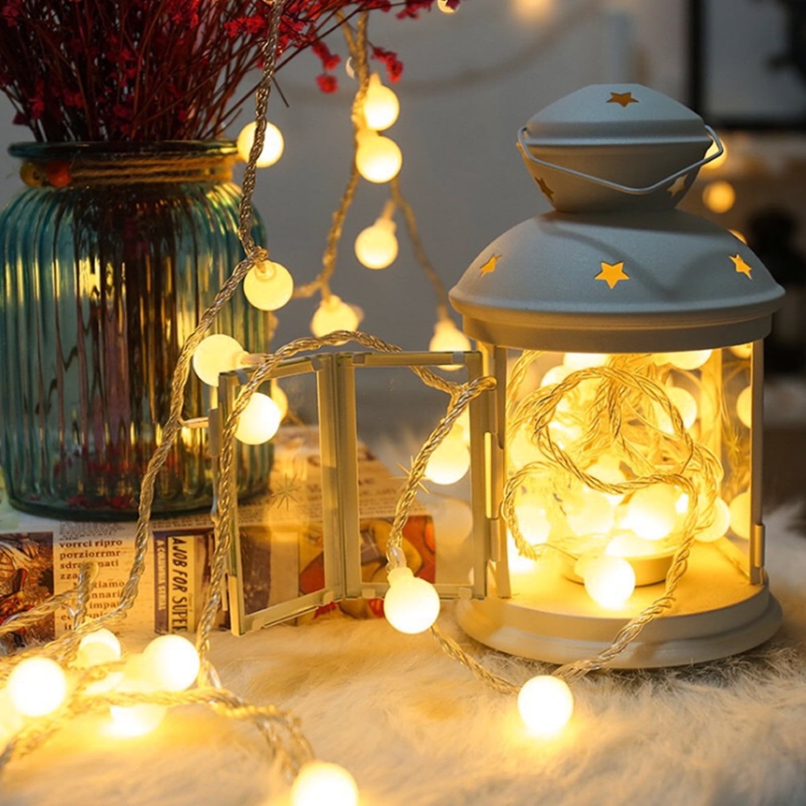 50 LED Globe String Lights, 16.4ft Fairy Ball String Lights, Battery ...