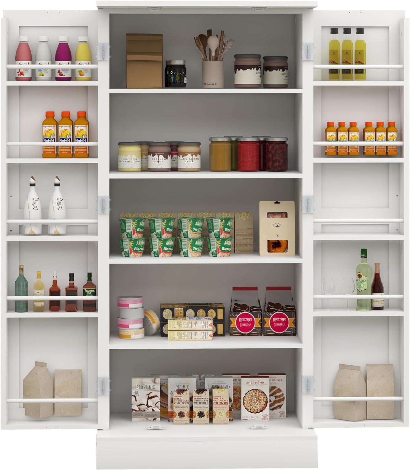 50" LED Kitchen Pantry Storage Cabinet Food Cabinet Freestanding Buffet ...