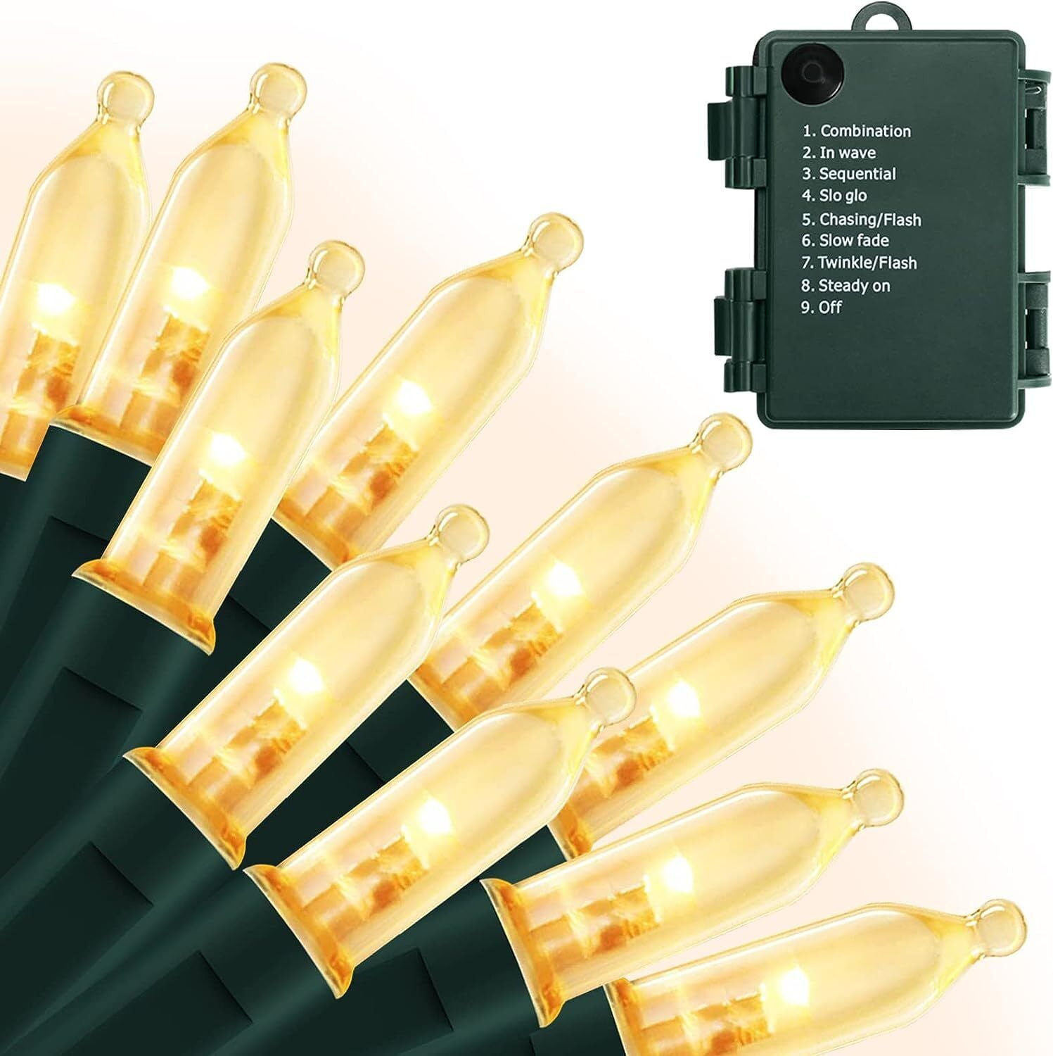 50 LED Outdoor Christmas Lights, 16FT Battery Operated Mini String ...