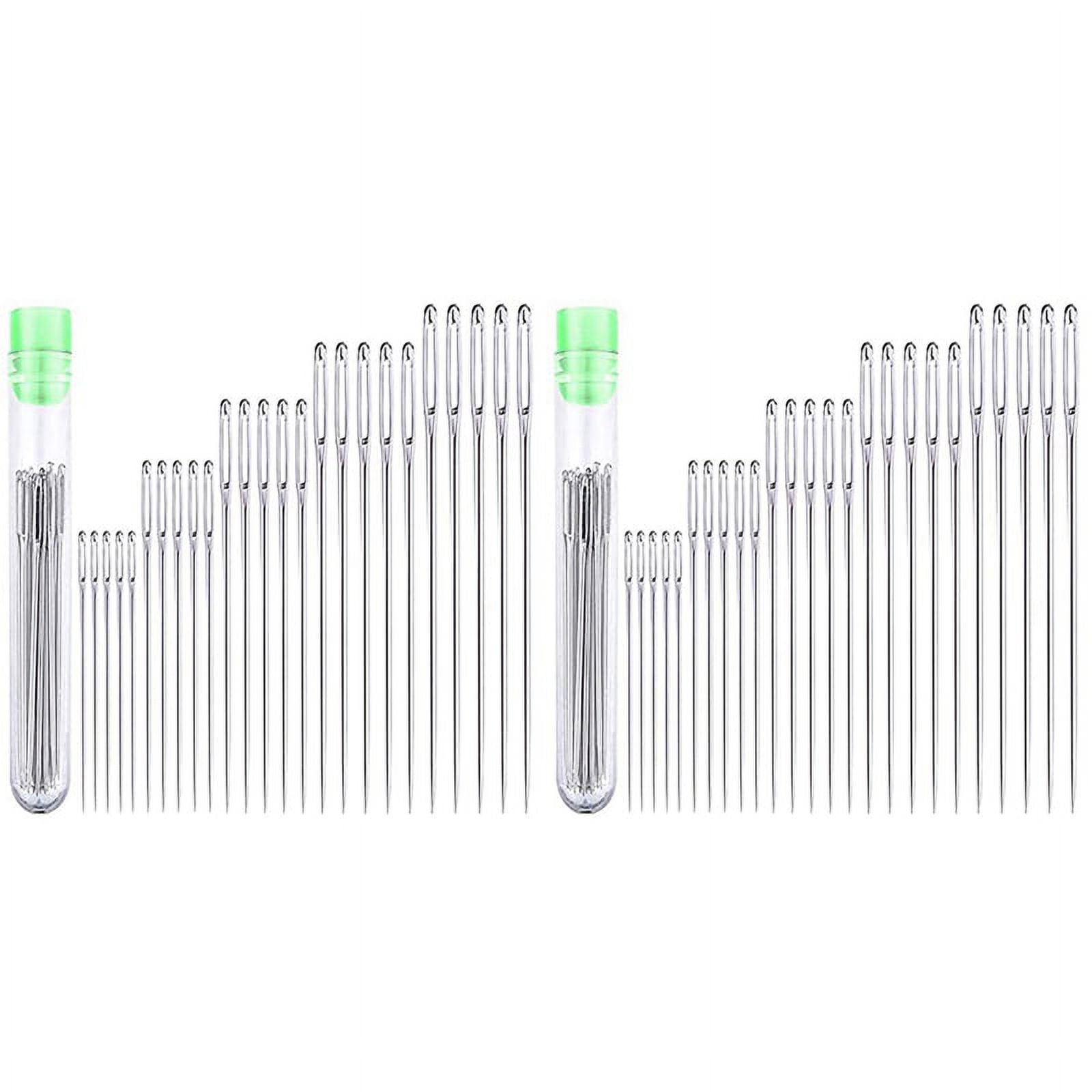 50 Large Eye Stitching Needles - 5 Sizes Big Eye Hand Sewing Needles in ...