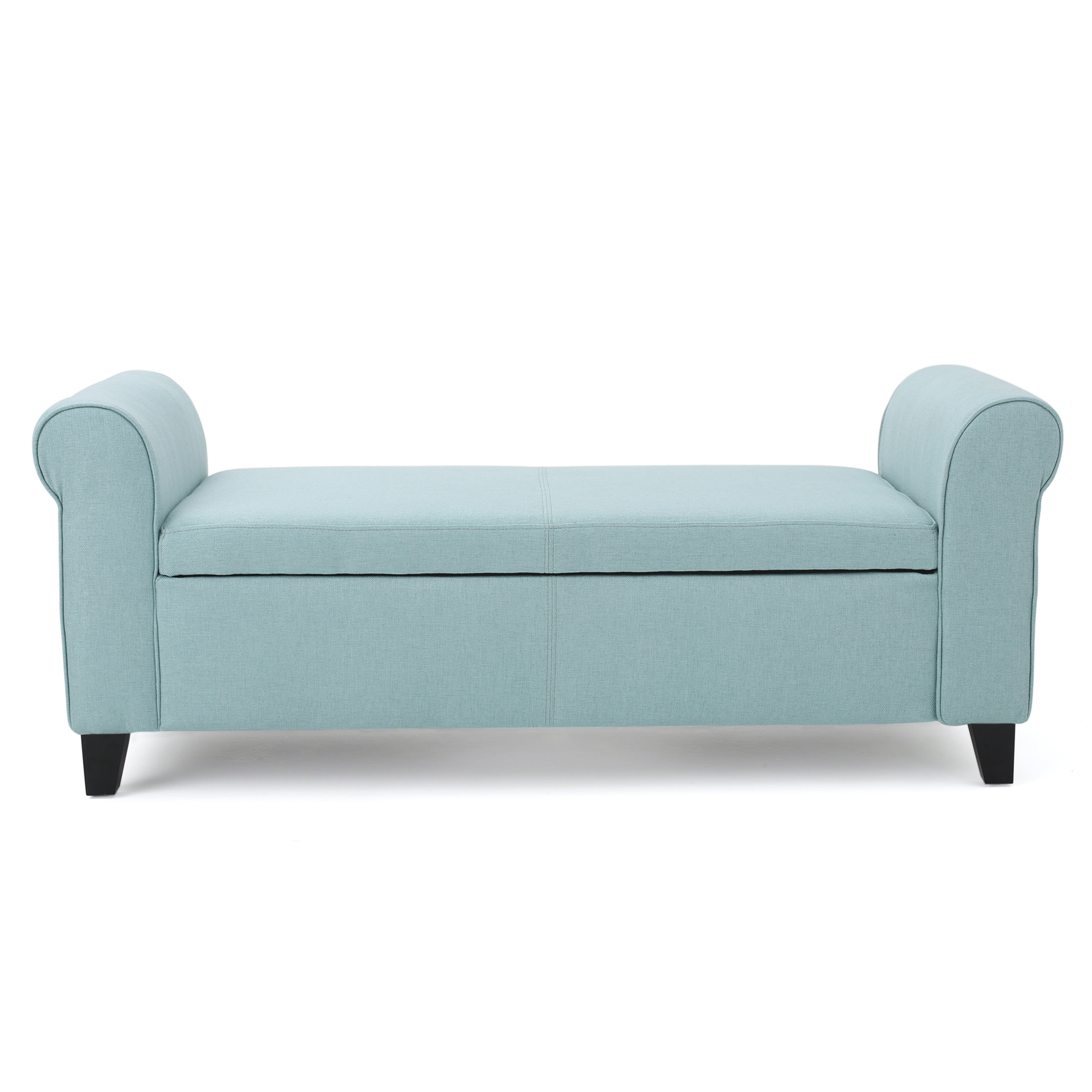 50" Light Blue Storage Bench – Rolled-Arm Elegance with Hidden Storage ...
